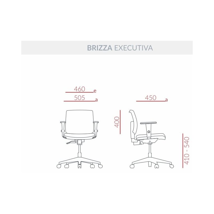 Cadeira Giratória Modelo Brizza Executiva Tela em Courino