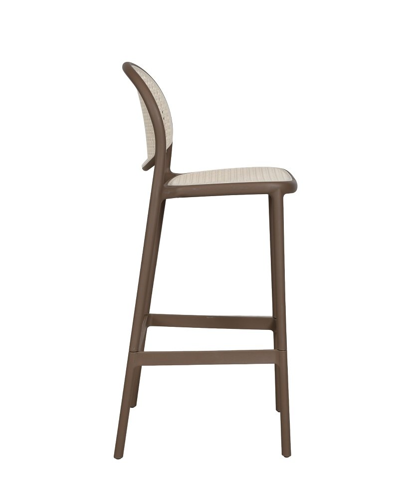 Banqueta Positano em Polipropileno Encosto e Assento Textura Rattan - Cinza